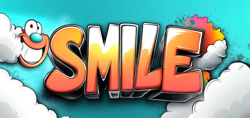 A Bold Graffiti-style Text Illustration Featuring the Word SMILE in a ...