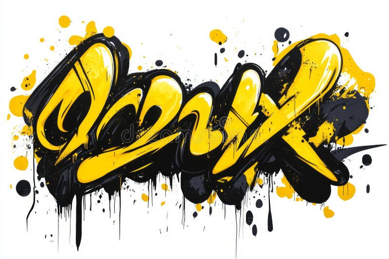Bold Graffiti Text with Yellow and Black Splashes. Neural Network AI ...