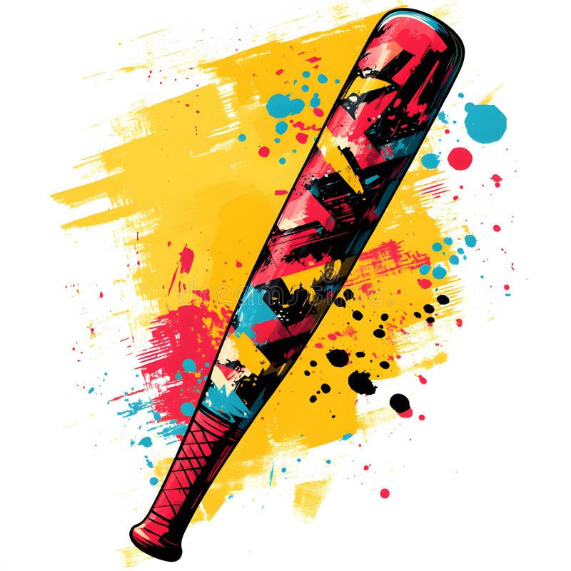 Bold Graffiti-Themed Baseball Bat with Vibrant Colors and Abstract ...