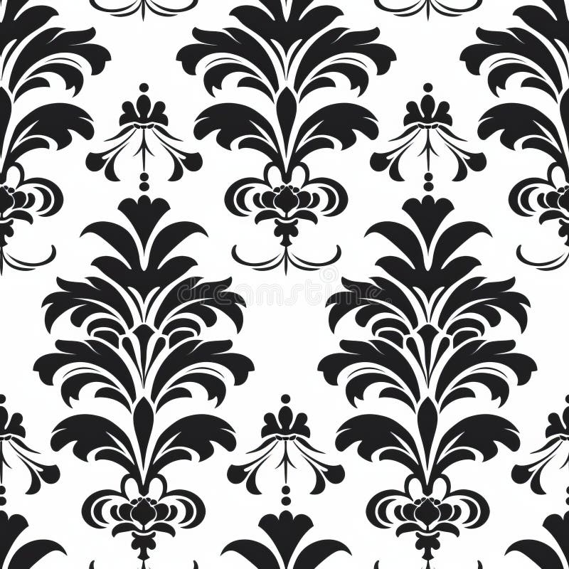 Bold and Graphic Damask Vector Pattern with Distinctive Character ...