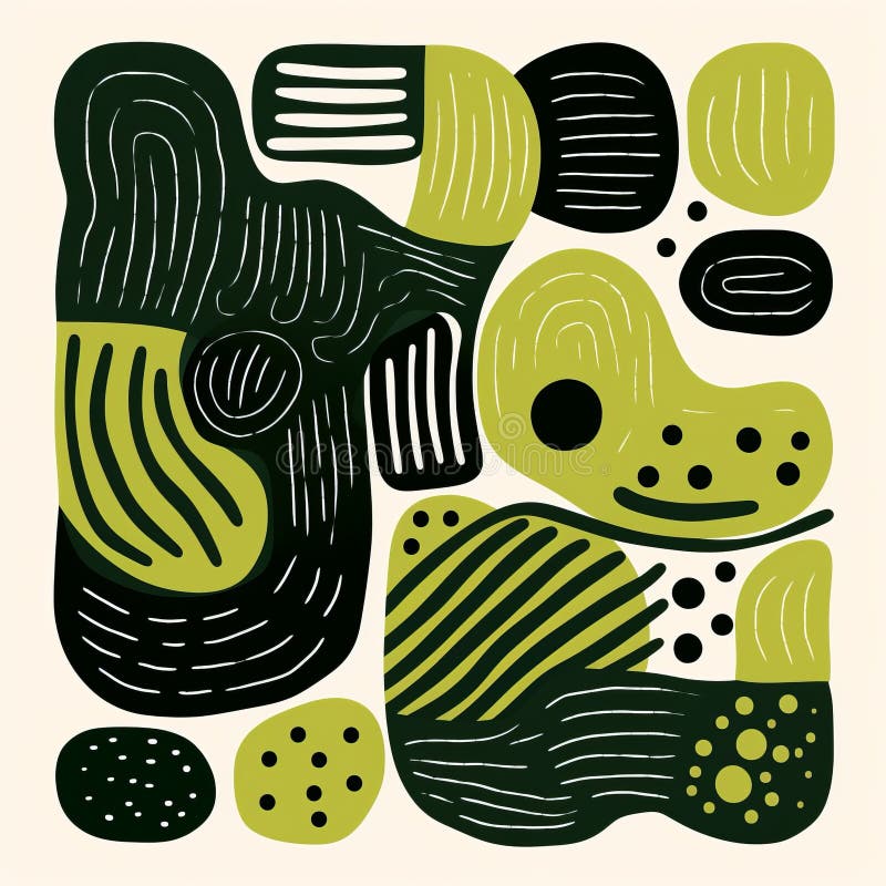 Bold Graphic Design: Abstract Shapes in Green, Black, and Beige Stock ...