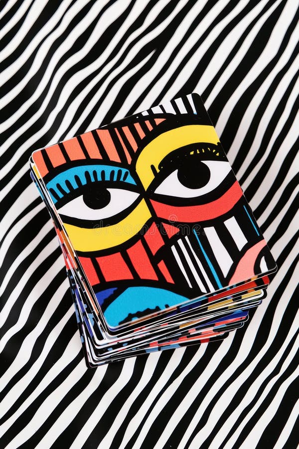 Bold Graphic Design Stickers on Striped Background for Creative ...