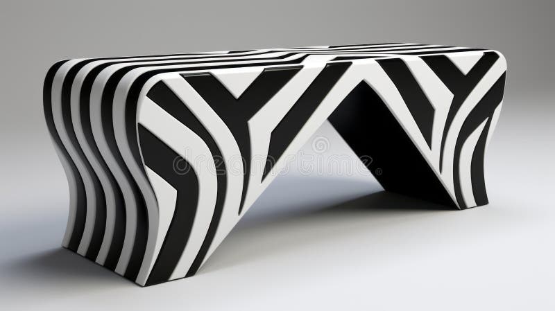 Bold Graphic Design Zebra Bench with Geometric Ottoman and Console ...