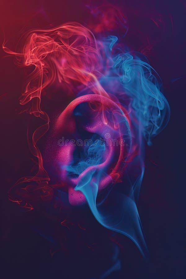 A Bold Graphic of an Ear with Smoke Around Indicating Hearing Loss ...