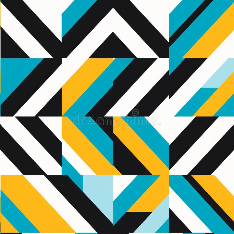 Bold and Graphic Geometric Pattern in White and Turquoise Stock ...