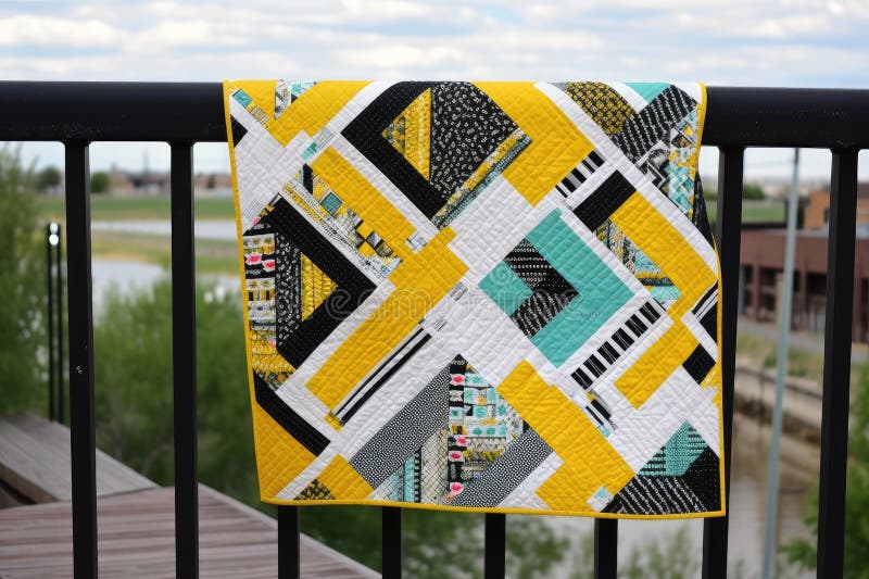 Bold, Graphic Quilt with Blocks of Contrasting Colors and Patterns ...