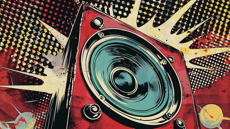 A Bold Graphic of a Speaker Against a Dynamic Backdrop of Halftone Dots ...