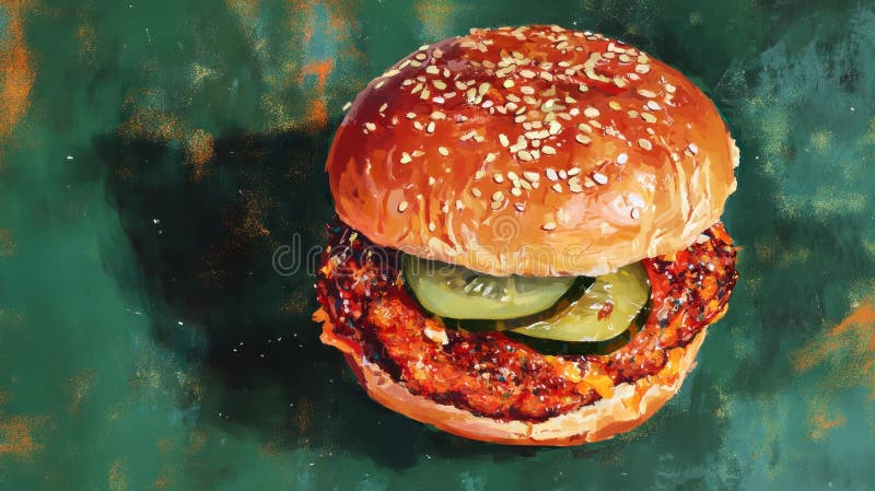 Single Towering Fried Chicken Sandwich Stock Illustrations – 4 Single ...