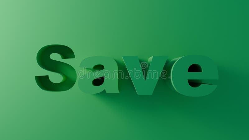 Bold Green 3D Text Save Casting Shadow Green Background Stock ...