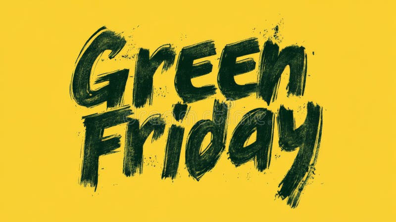 Bold Green Friday Brushstroke Text on Bright Yellow Background Stock ...