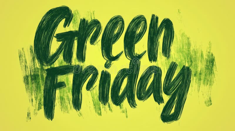 Bold Green Friday Brushstroke Text on Vibrant Lime Background Stock ...