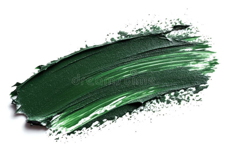 Bold Green Paint Stroke with Textured Edges on a White Canvas Stock ...