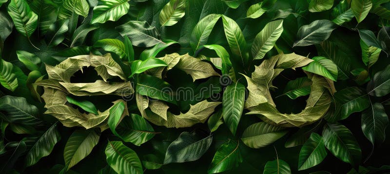 Bold Green Plants Forming the Word ECO in a Spray-Painted Style ...