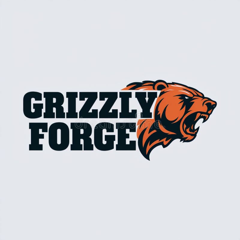 Bold Grizzly Forge Logo with Roaring Bear Graphic Design Stock ...