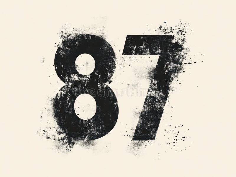 Bold Grunge Style Number 87 with Distressed Texture Stock Photo - Image ...