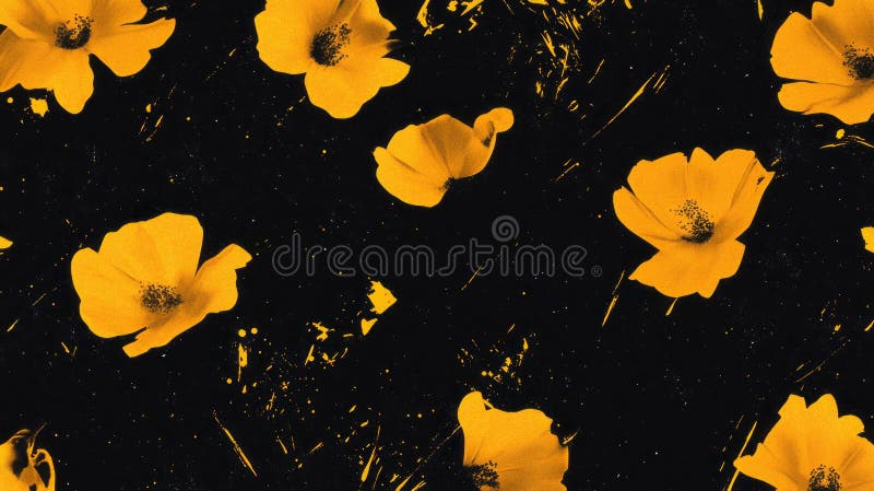 Bold Grunge Texture with Mustard Flower Overlay for Creative Design ...