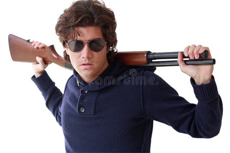Bold guy with rifle stock photo. Image of brave, shot - 22414664