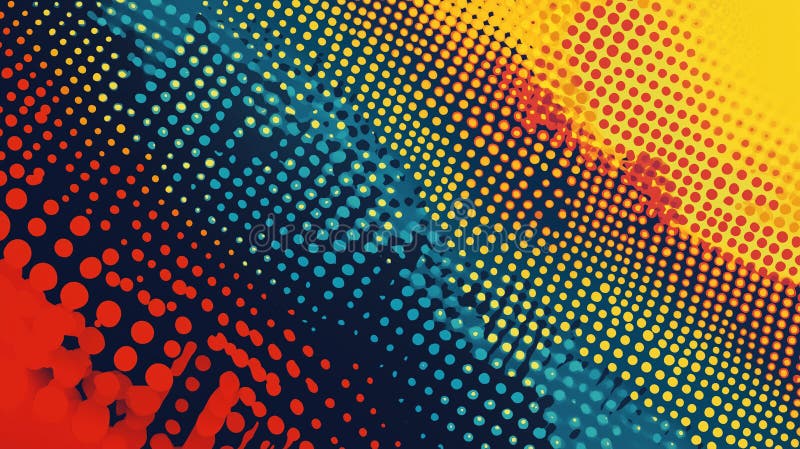 Bold Halftone Dot Pattern Yellow Red Blue Design in Pop Art Style Stock ...