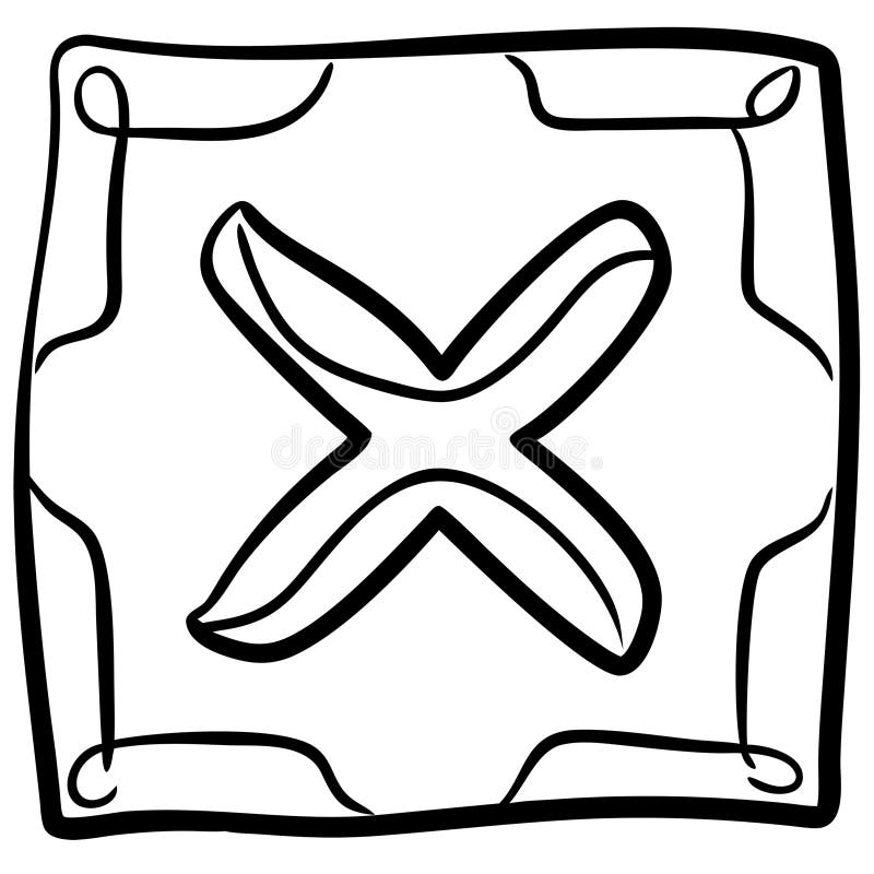 Bold Hand-Drawn X Symbol in Square Frame Vector for Graphic Design ...