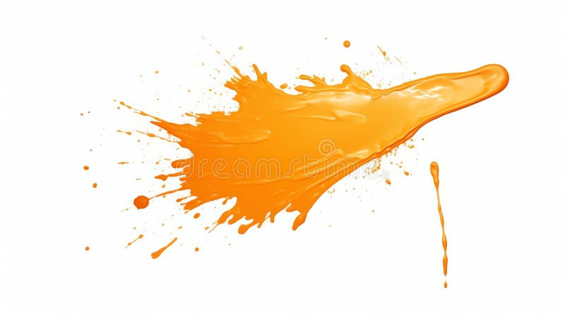 Bold Hand Painted Orange Brushstroke on Pristine White Background ...