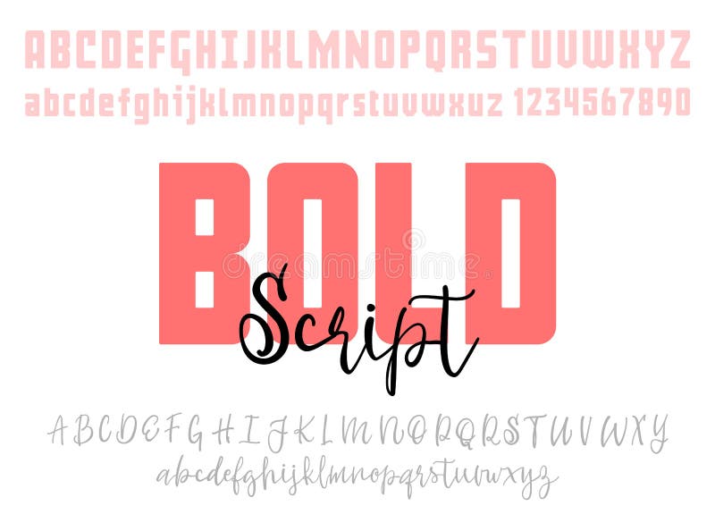 Bold and Handwriting Font Set, Modern Calligraphy Style Stock ...