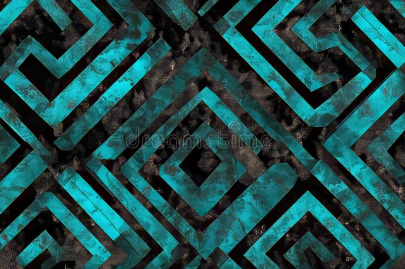 Bold Hexagonal Shapes Interlocked in Black and Turquoise, Arranged in a ...