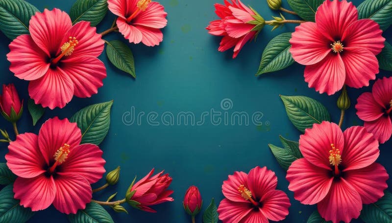 Bold Hibiscus Blooms, Stylized Design, Repeating Motif , Print ...