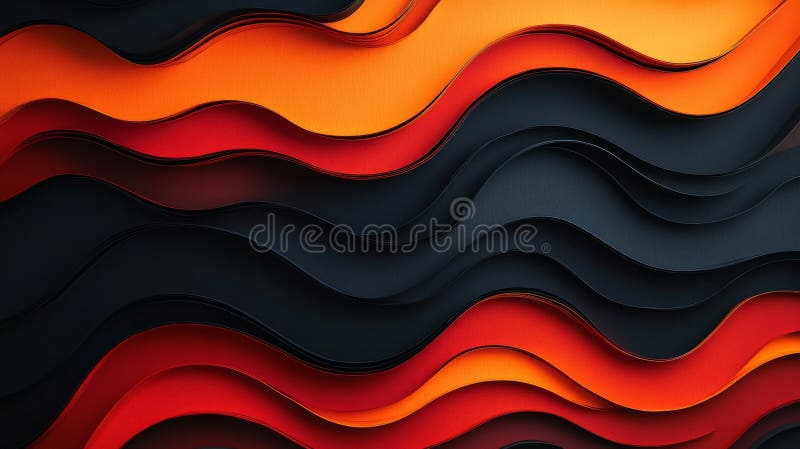 A Bold, High-contrast Paper Cut Wave Background in Deep Orange, Black ...