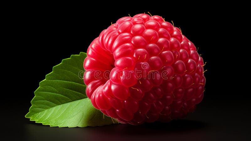 Bold and Hyper-realistic Raspberry Sculpture on Black Background Stock ...