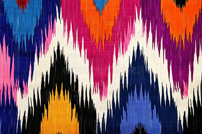 Bold Ikat Pattern Featuring Vibrant Zigzag Motifs in Shades of Pink ...