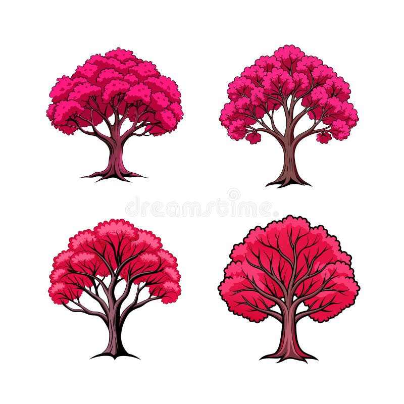 Bold Eastern Redbud Tree Illustration Design Stock Vector ...