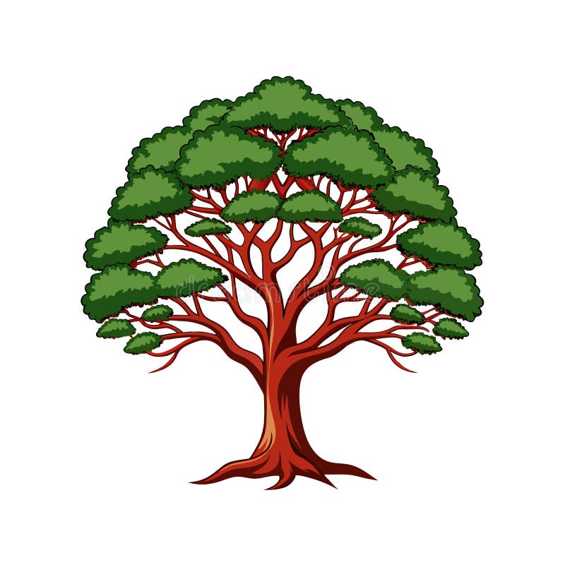 Bold Hawthorn Tree Illustration Design Stock Image - Illustration of ...