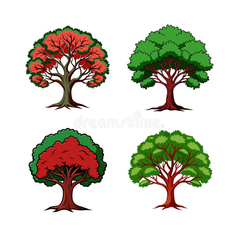 Bold Hawthorne Tree Illustration Design Stock Vector - Illustration of ...