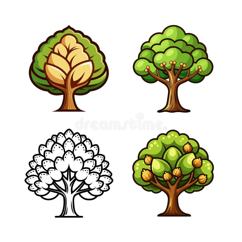 Bold Hazelnut Tree Illustration Design Stock Vector - Illustration of ...