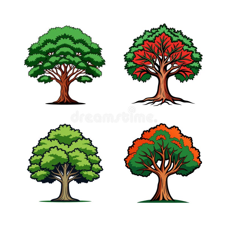 Bold Hickory Tree Illustration Design Stock Vector - Illustration of ...