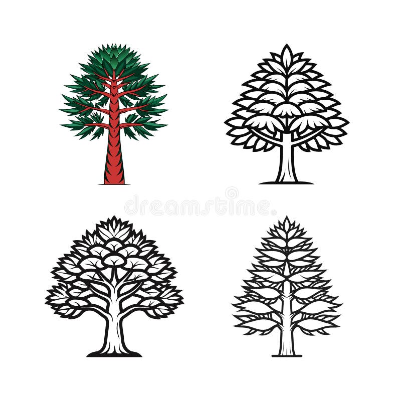 Bold Illustration of Monkey Puzzle Tree Stock Vector - Illustration of ...