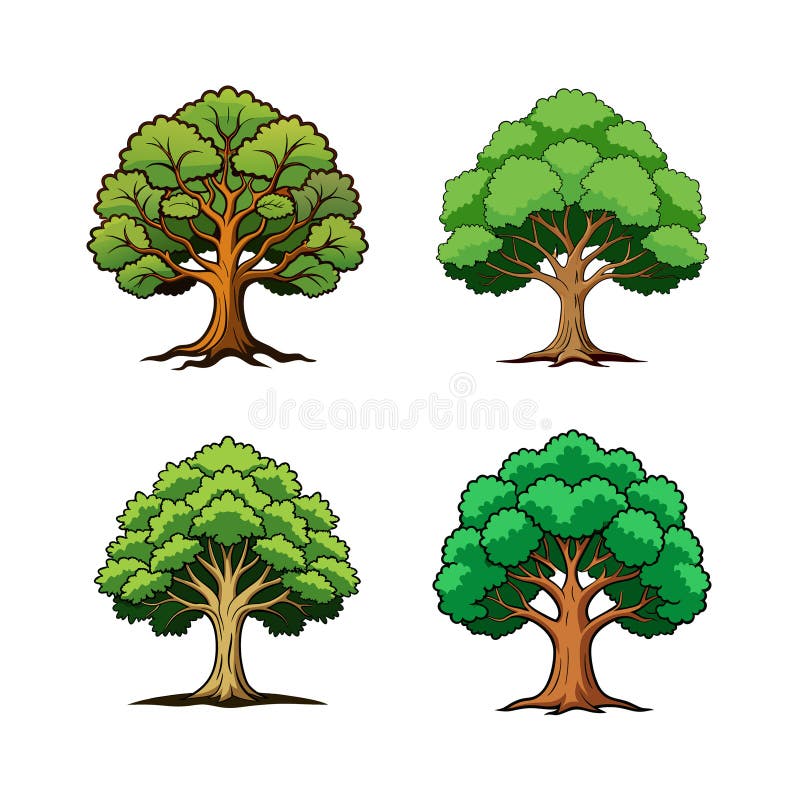 Bold Illustration of Oak Tree Stock Vector - Illustration of silhouette ...
