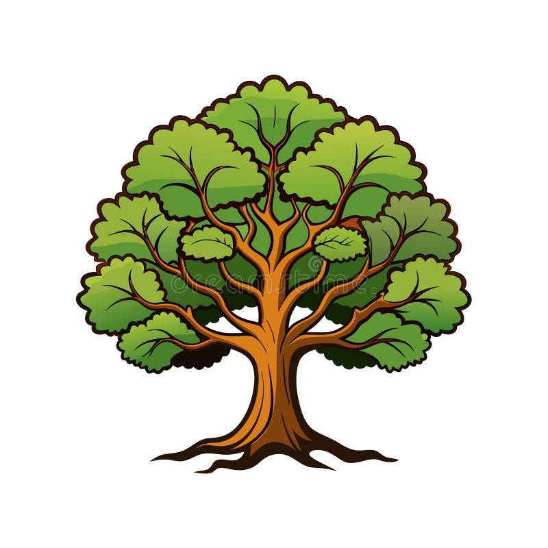 Bold Illustration of Oak Tree Stock Illustration - Illustration of ...
