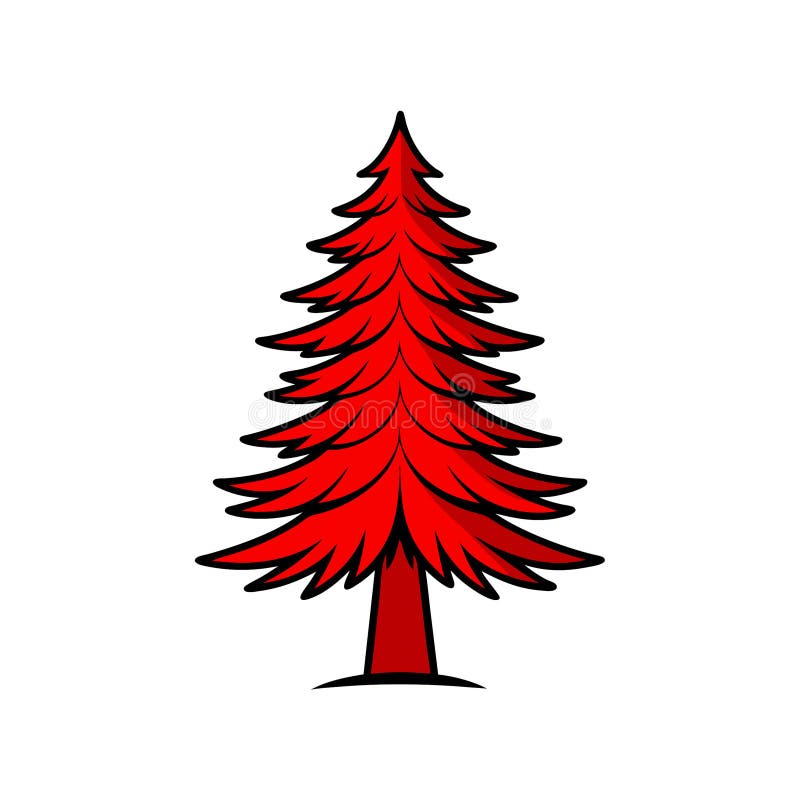 Bold Illustration of Red Pine Tree Stock Photo - Illustration of large ...