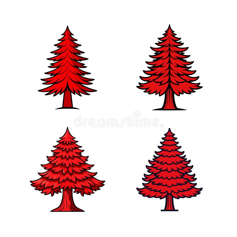 Bold Illustration of Red Pine Tree Stock Vector - Illustration of ...