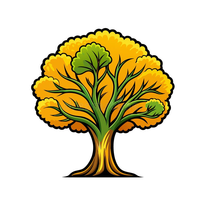 Bold Illustration of Poplar Tree Stock Illustration - Illustration of ...