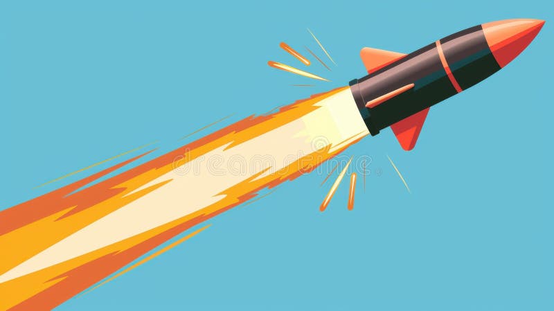 A Bold Illustration of a Rocket Soaring through the Sky, Capturing the ...
