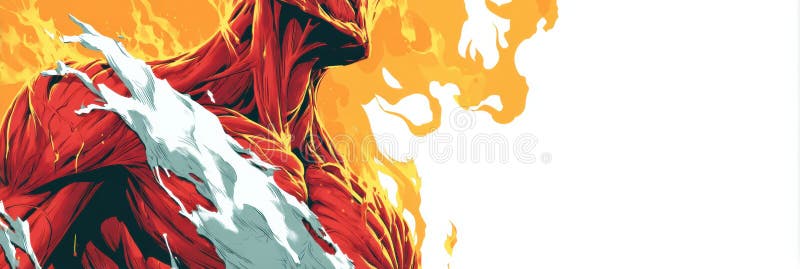 Bold Illustration Showcasing a Ripped Body Engulfed in Flames with a ...