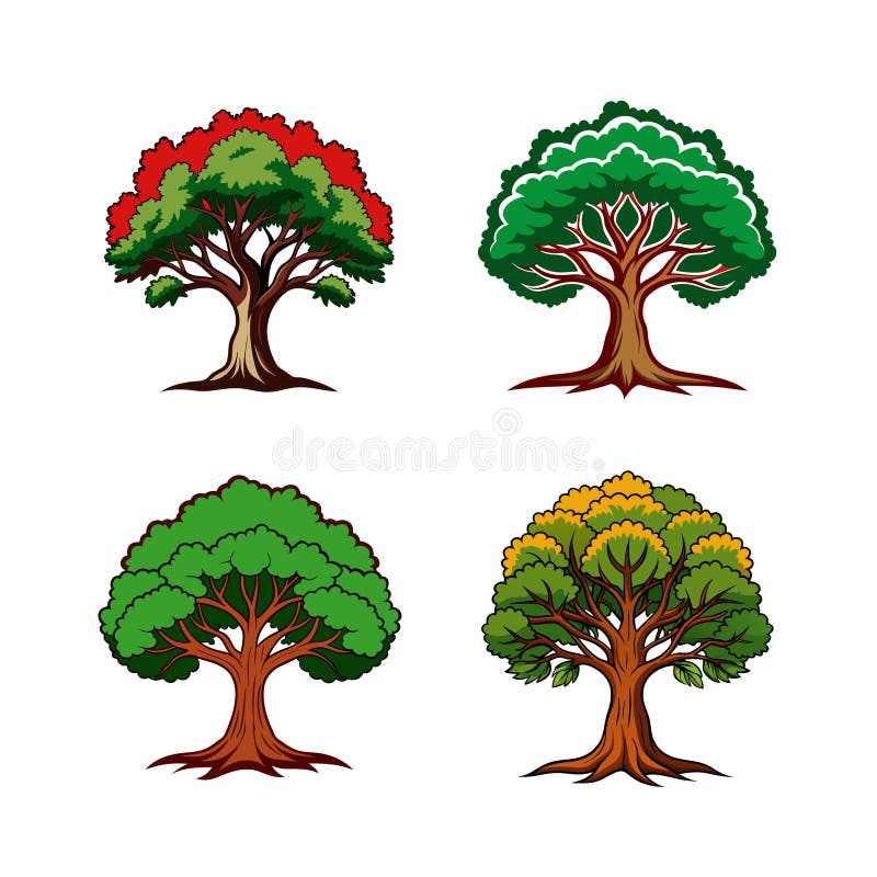 Bold Illustration of Spanish Oak Tree Stock Vector - Illustration of ...