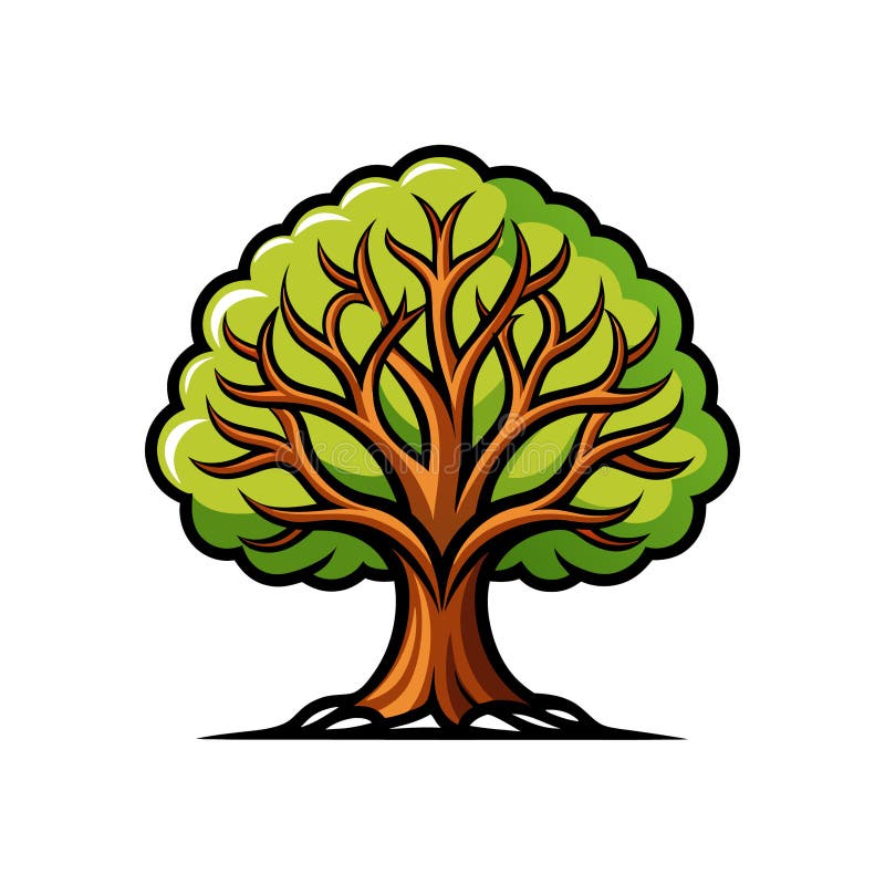 Bold Illustration of Walnut Tree Stock Illustration - Illustration of ...