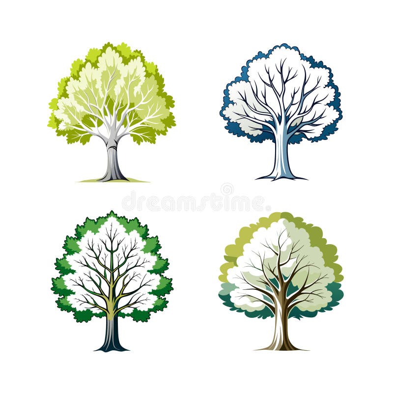 Bold Illustration of White Poplar Tree Stock Vector - Illustration of ...