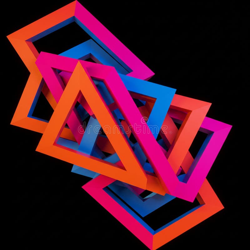 Bold Interlocking Triangular Frames are Featured, with Bright Colors ...