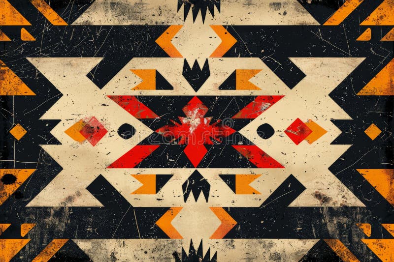 Southwest Tribal Design on Black Background Stock Illustration ...