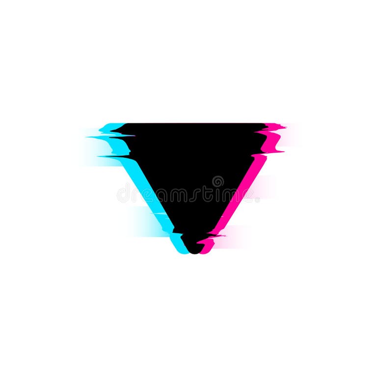 Inverted Triangle with Neon Glitch Highlights Vector Illustration Stock ...
