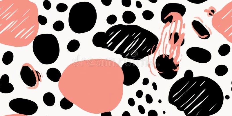 Bold Irregular Circles Seamless Pattern. Brush Drawn Thick Spots and ...